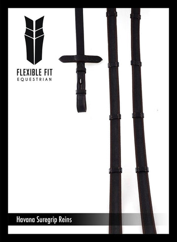 Sure Grip Reins with Continental Stoppers - Havana